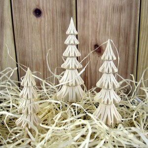 Set of Three Unfinished Pine Trees, Wooden Crafts to Paint, Mini ...