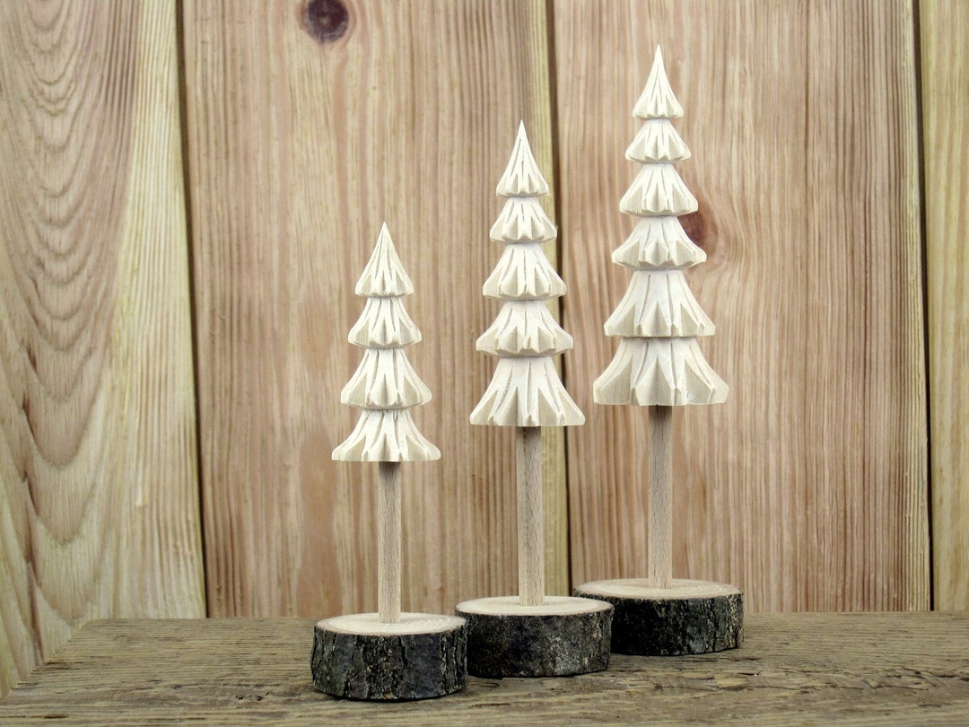 Set of Three Unfinished Pine Trees, Wooden Crafts to Paint, Mini ...