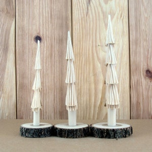 Three Unfinished Wooden Pine Trees, Handmade Wood Carved Trees, Wooden ...
