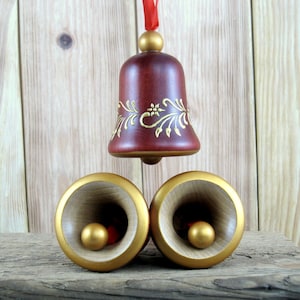Set of Three Large Red Wooden Bells Santa Bells Winter - Etsy