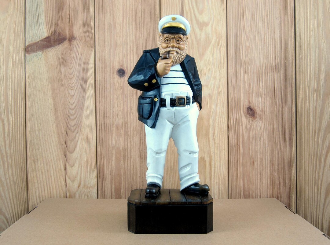 Nautical Captain Sculpture: Hand Carved Wood - Etsy