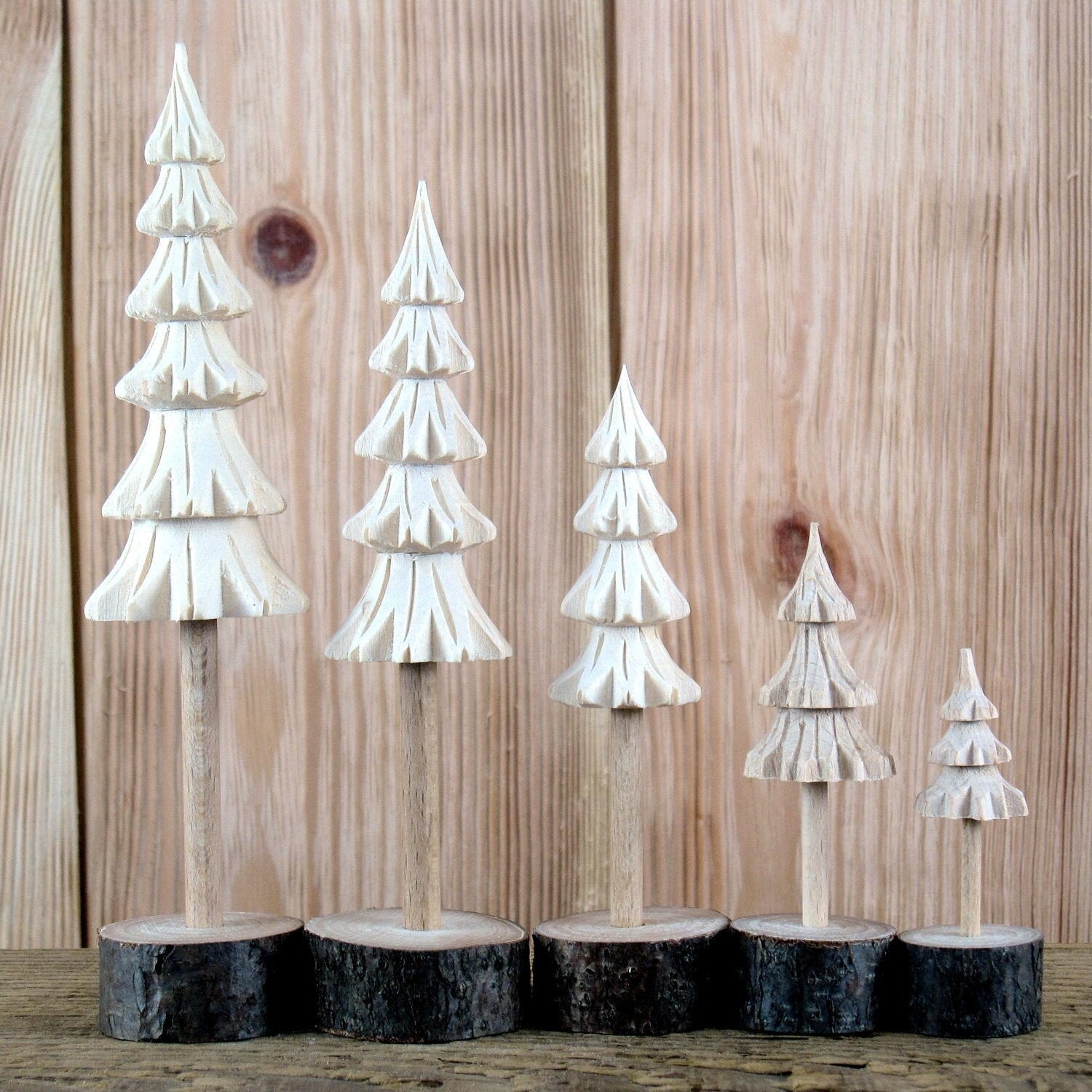 Set of Five Unfinished Pine Trees Wooden Crafts to Paint - Etsy