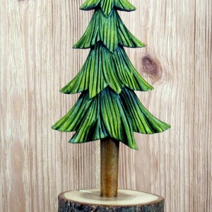 Hand Carved Green Pine Tree Wood Carve Christmas Tree - Etsy