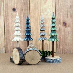 Rustic Small Pine Tree Sculpture for Home Decor, Handmade Wooden ...