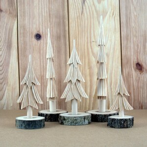 Five Unfinished Trees, Handmade Wood Carved Trees, Wooden Christmas ...