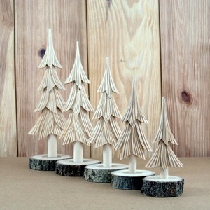 Five Unfinished Trees, Handmade Wood Carved Trees, Wooden Christmas ...
