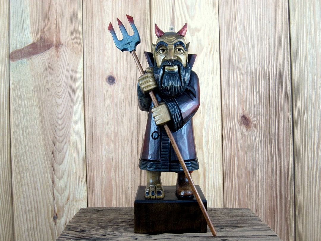 Mystical Devil Figure Artisan Carved Dark Art Piece, Gothic Decor - Etsy