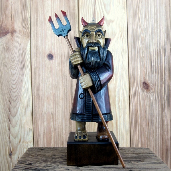 Vintage Wood Demon Devil - Etsy