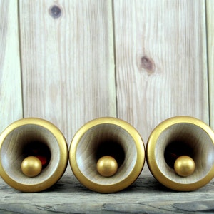 Set of Three Large Red Wooden Bells Santa Bells Winter - Etsy