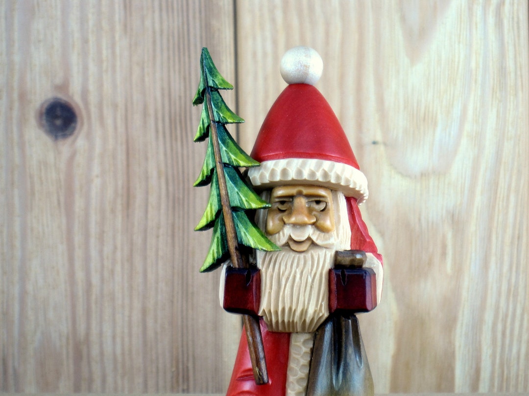 Wooden Santa Gnome With a Tree, Christmas Ornaments, Gift for Christmas ...