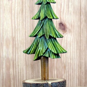 Hand Carved Green Pine Tree Wood Carve Christmas Tree - Etsy