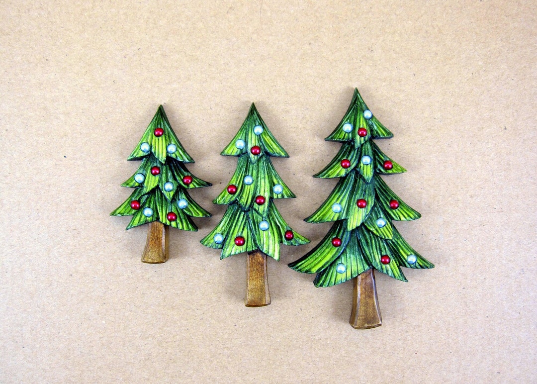 Christmas Tree-shaped Magnets Set of 3, Unique Kitchen Ornaments ...