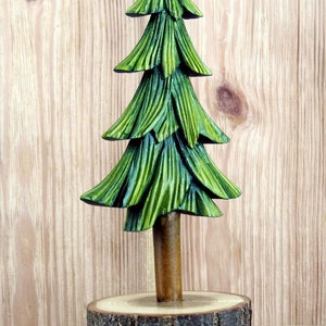 Hand Carved Green Pine Tree Wood Carve Christmas Tree - Etsy