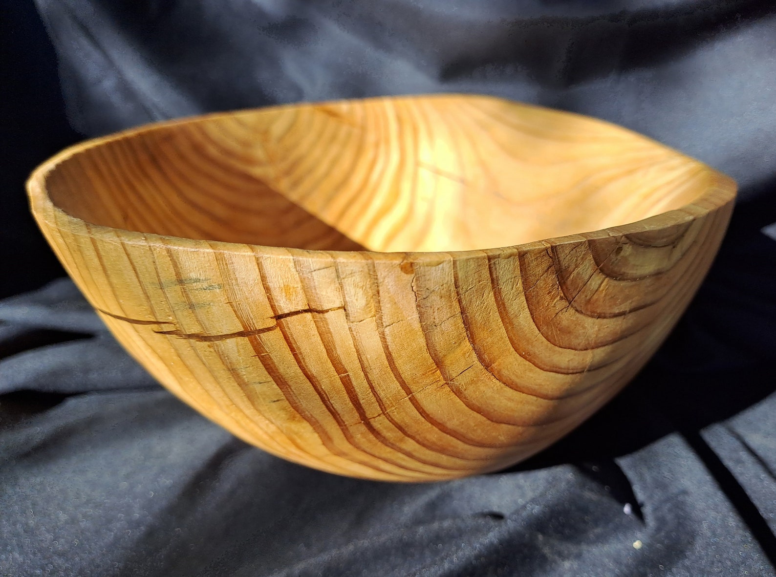 Larch Wooden Bowl, Hand Carved, Handmade, Oiled, Decoration, Kitchen ...