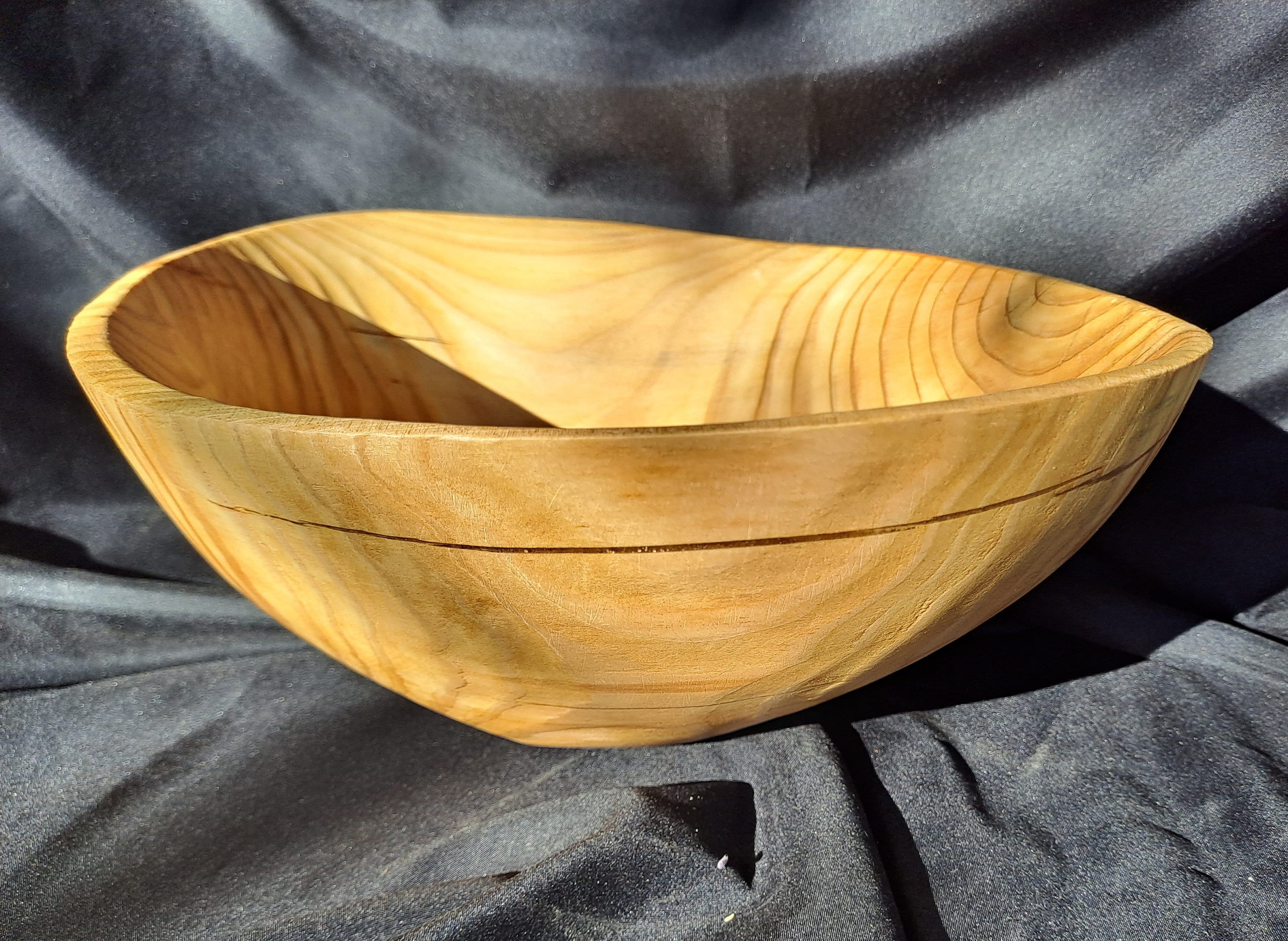 Larch Wooden Bowl, Hand Carved, Handmade, Oiled, Decoration, Kitchen ...