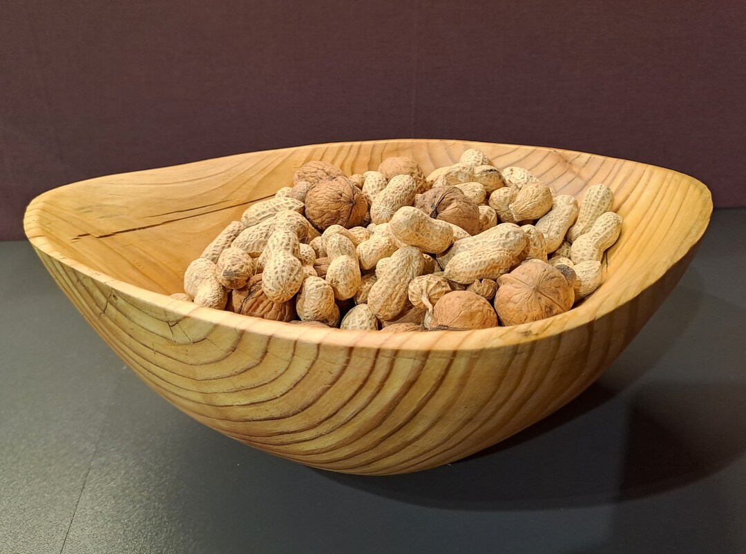 Larch Wooden Bowl, Hand Carved, Handmade, Oiled, Decoration, Kitchen ...
