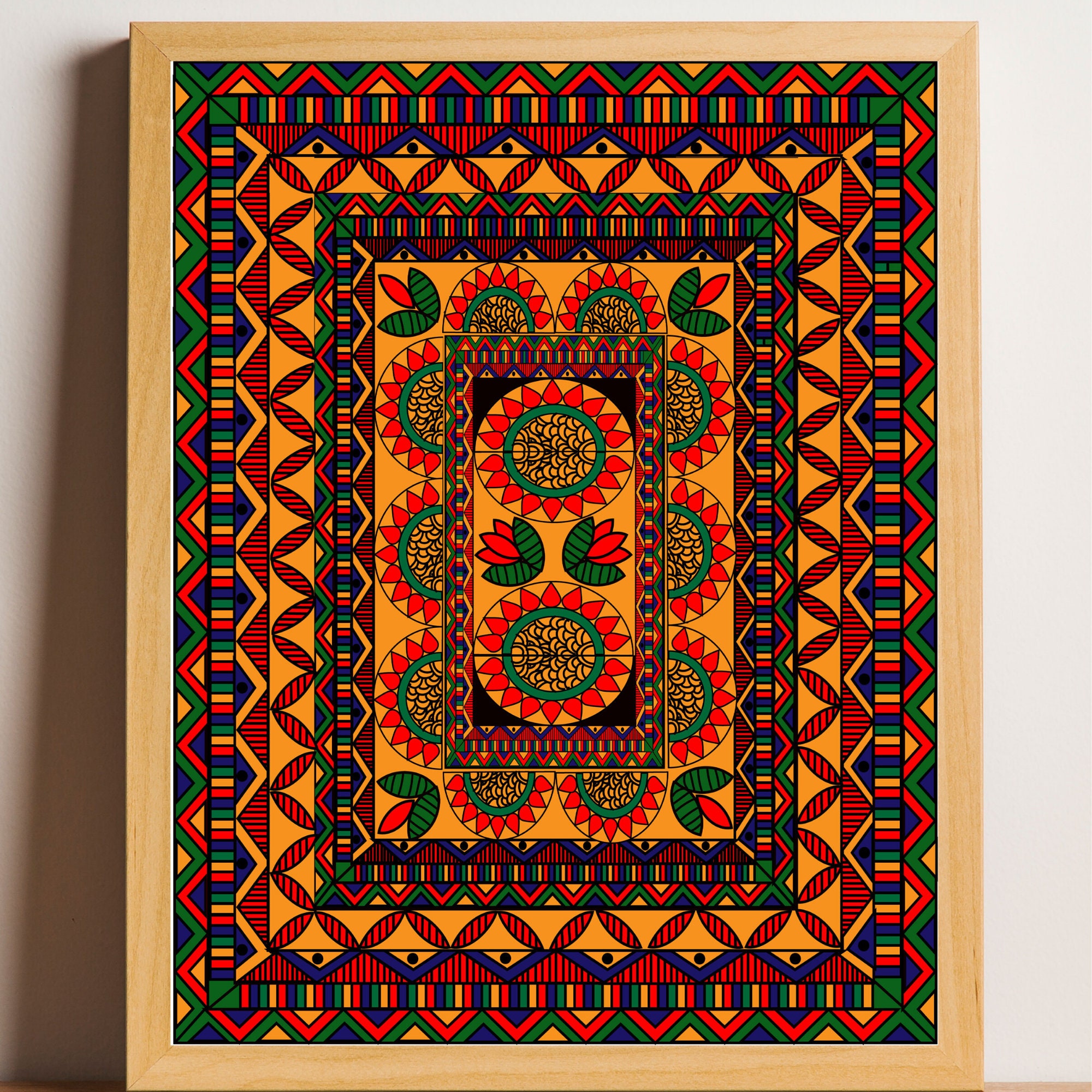 Colourful Madhubani Intricate Pattern Indian Traditional | Etsy