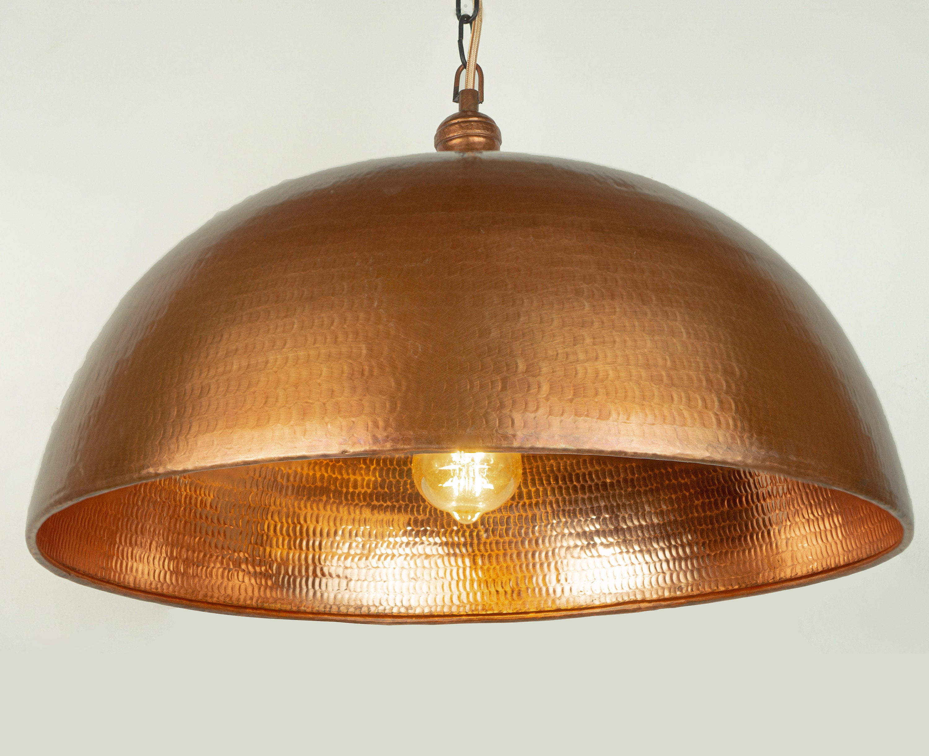 Dome Antique Copper Pendant Light - Copper Industrial Lighting - Copper ...