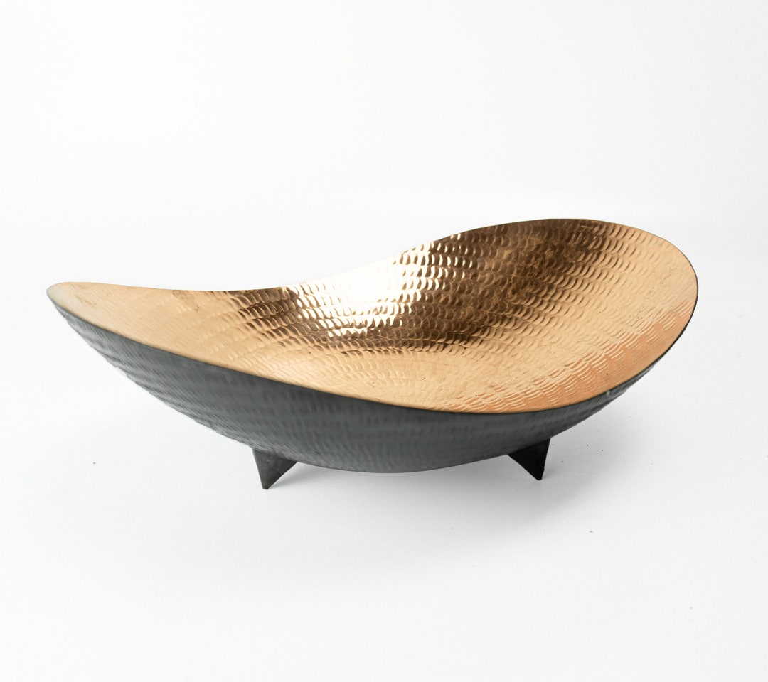 Hammered Copper Fruit Bowl - Black Copper Decorative Bowl - Handmade ...