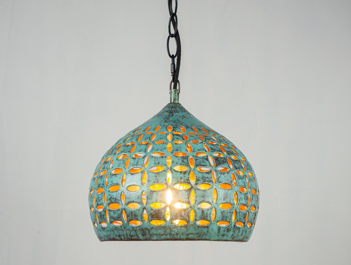 Oxidized Dome Copper Pendant Light Hand Carved Copper - Etsy