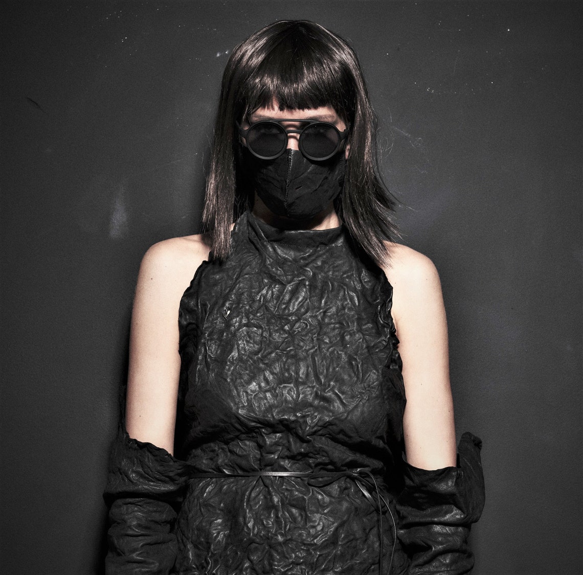 Leather Face Mask Black Face Mask Avant-garde Leather Face | Etsy