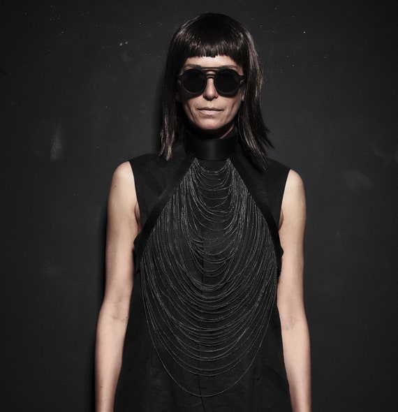 Black Leather Harness Chain Body Harness Luxury Chain | Etsy