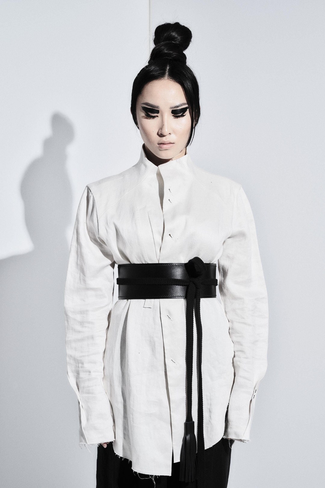 Leather Tassel Obi Belt, Leather Obi Belt, Waist Leather Belt With ...