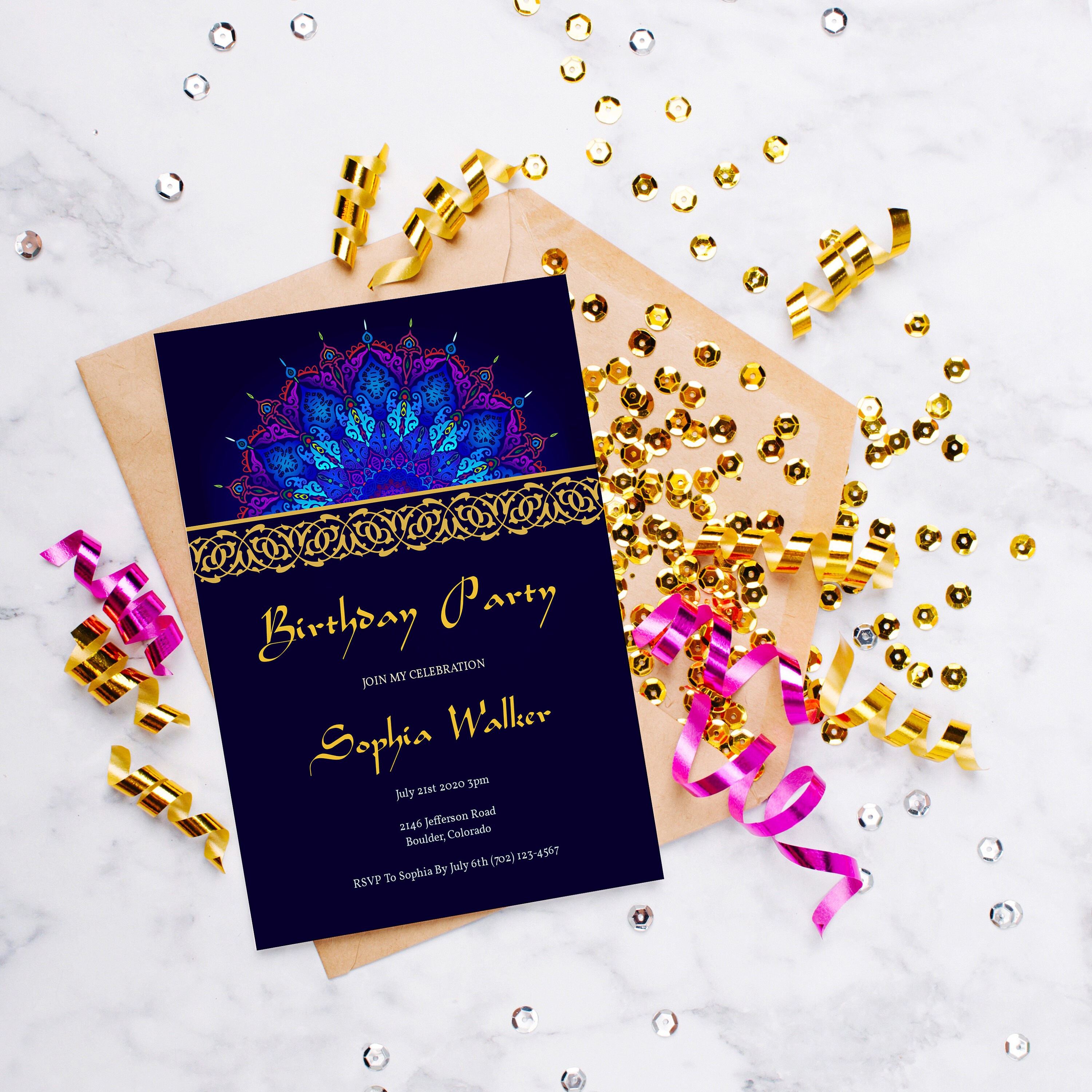 TRENDS 2020 BIRTHDAY PARTY Invitation Indian Mandala Birthday | Etsy