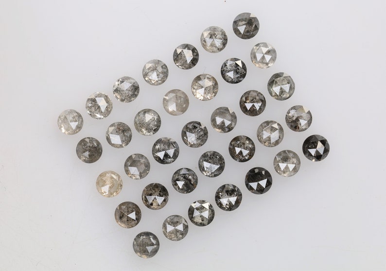 8.56 Ct, 3.7 X 1.9 MM, Round Shape Rose Cut Grey Black Color Natural ...
