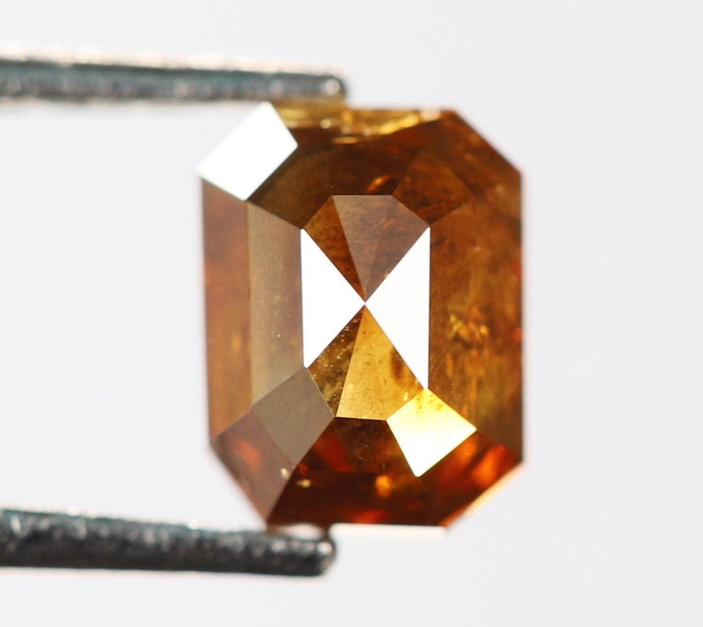 0.54 Ct 5.0 X 3.9 X 2.6 MM Emerald Shape Orange Champagne | Etsy
