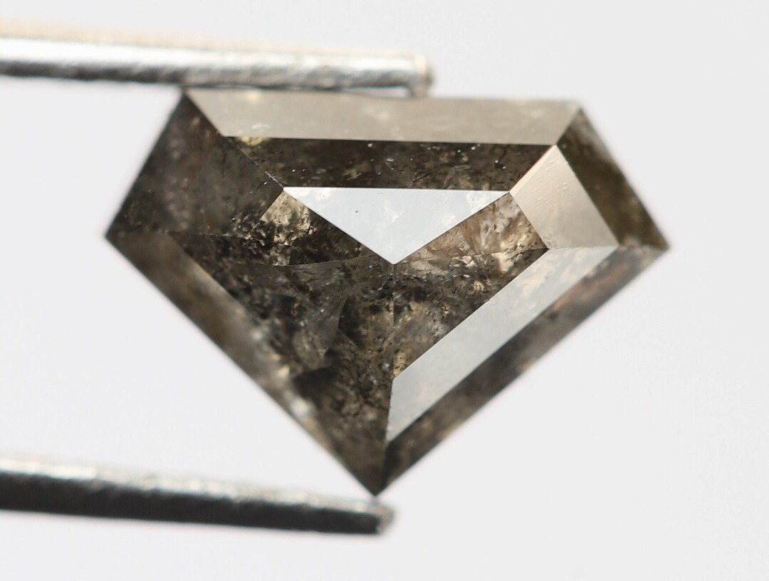 1.18 Ct, 5.3 X 7.5 X 3.9 MM, Pentagon Shape Fancy Black Color Natural ...