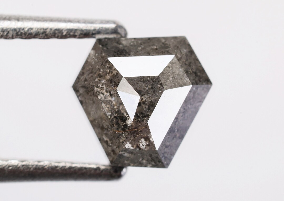 1.19 Ct, 5.7 X 6.6 X 3.7 MM, Pentagon Shape Fancy Salt and Pepper ...