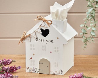 A-tishoo White Tissue House Home Shape Box Cover Bless This House ...
