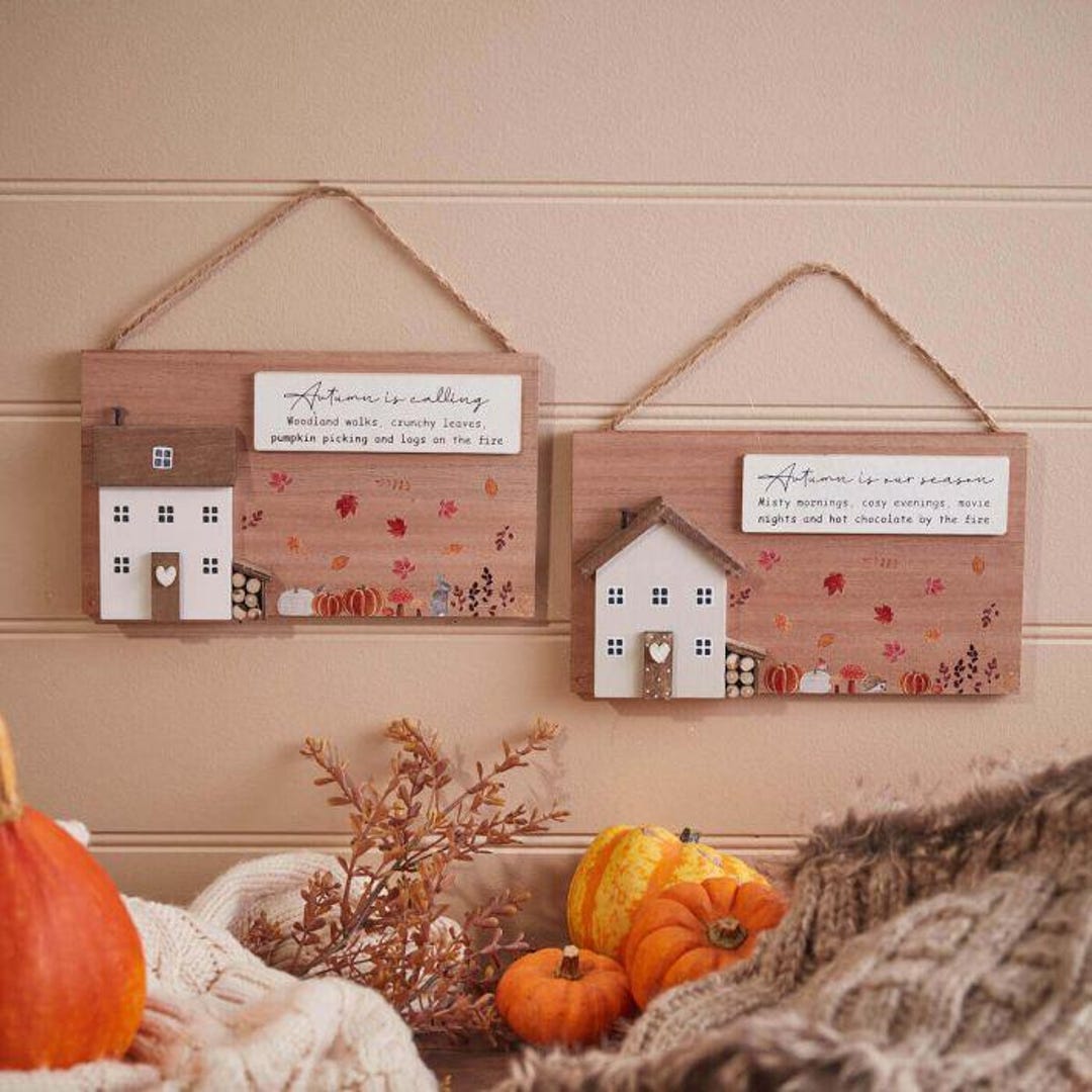Autumn Cosy Season House Wall Plaques - Etsy