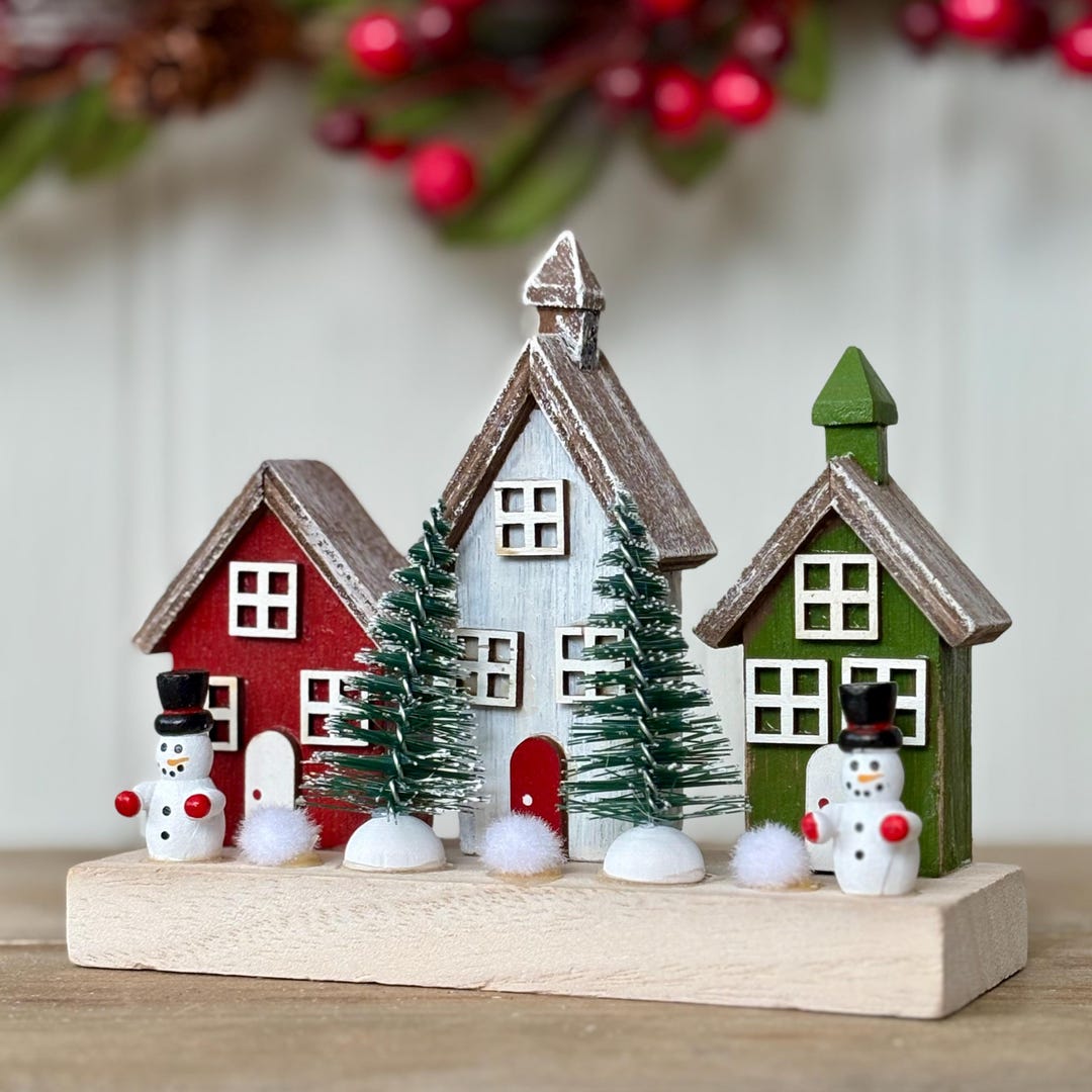 Wooden Christmas Village Houses