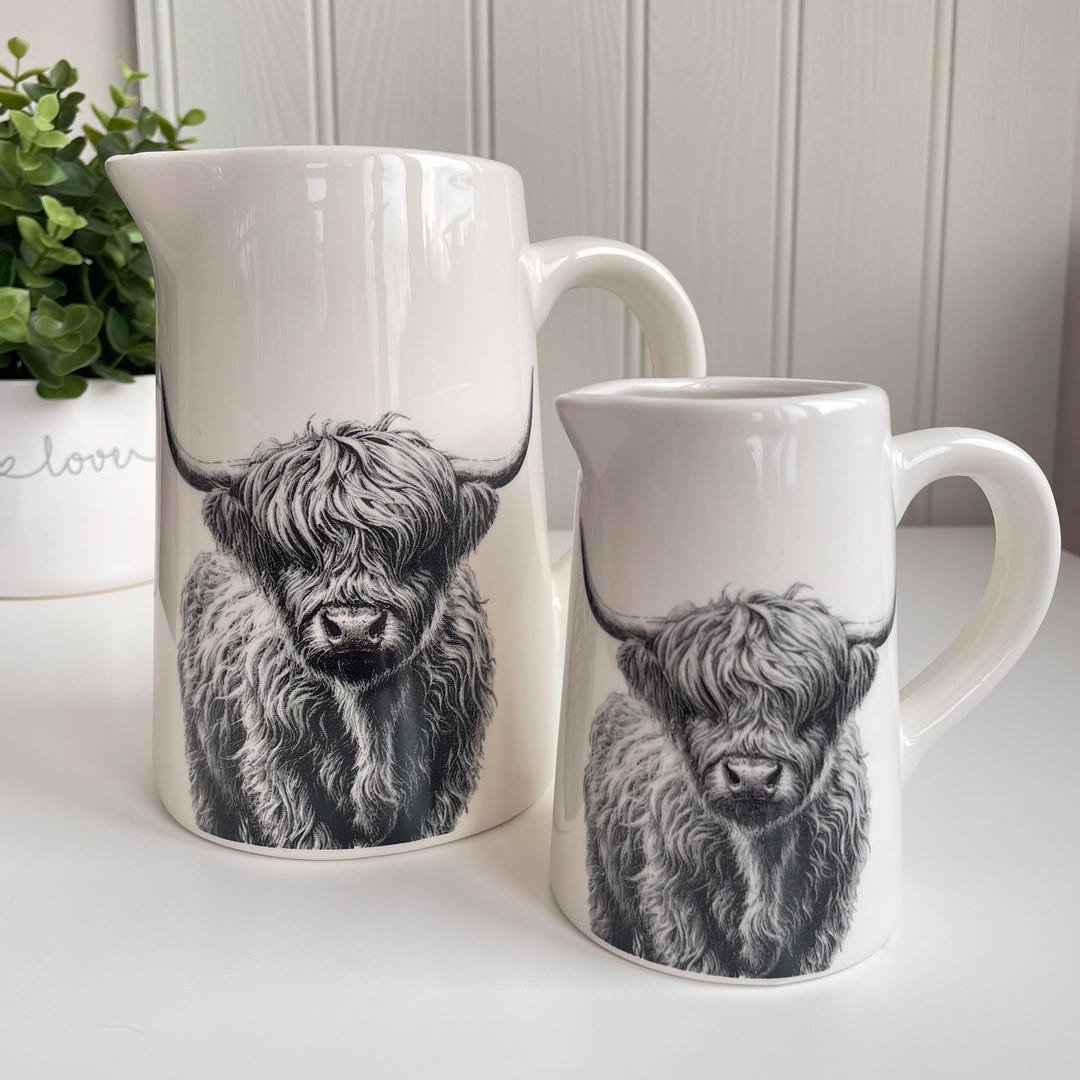 Highland Cow Ceramic Decorative Jugs - Etsy