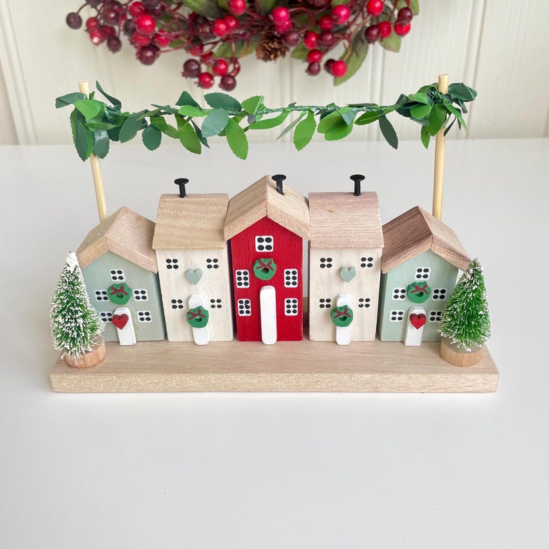 Wooden Christmas Street House Scene Ornament - Etsy