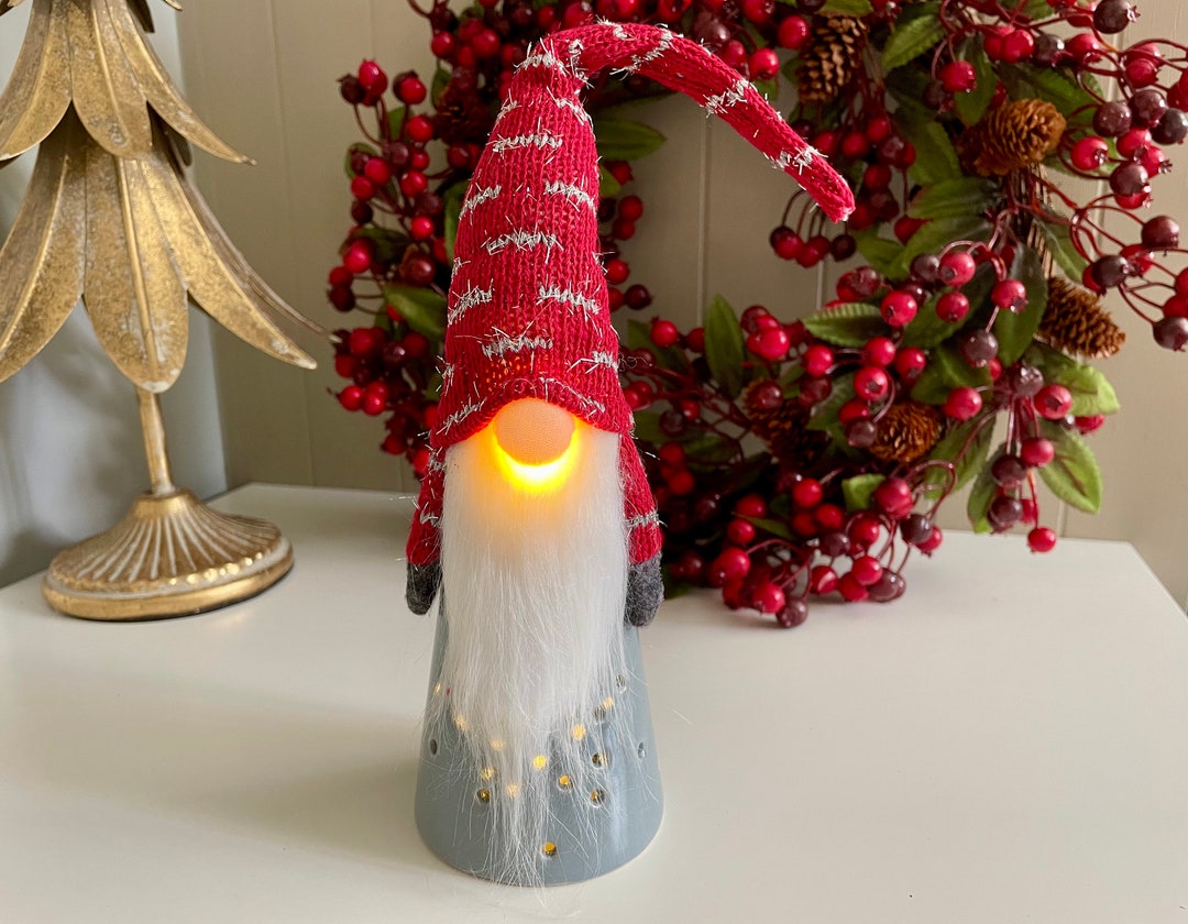 Ceramic Light up Gonk With Fabric Hat and Beard - Etsy