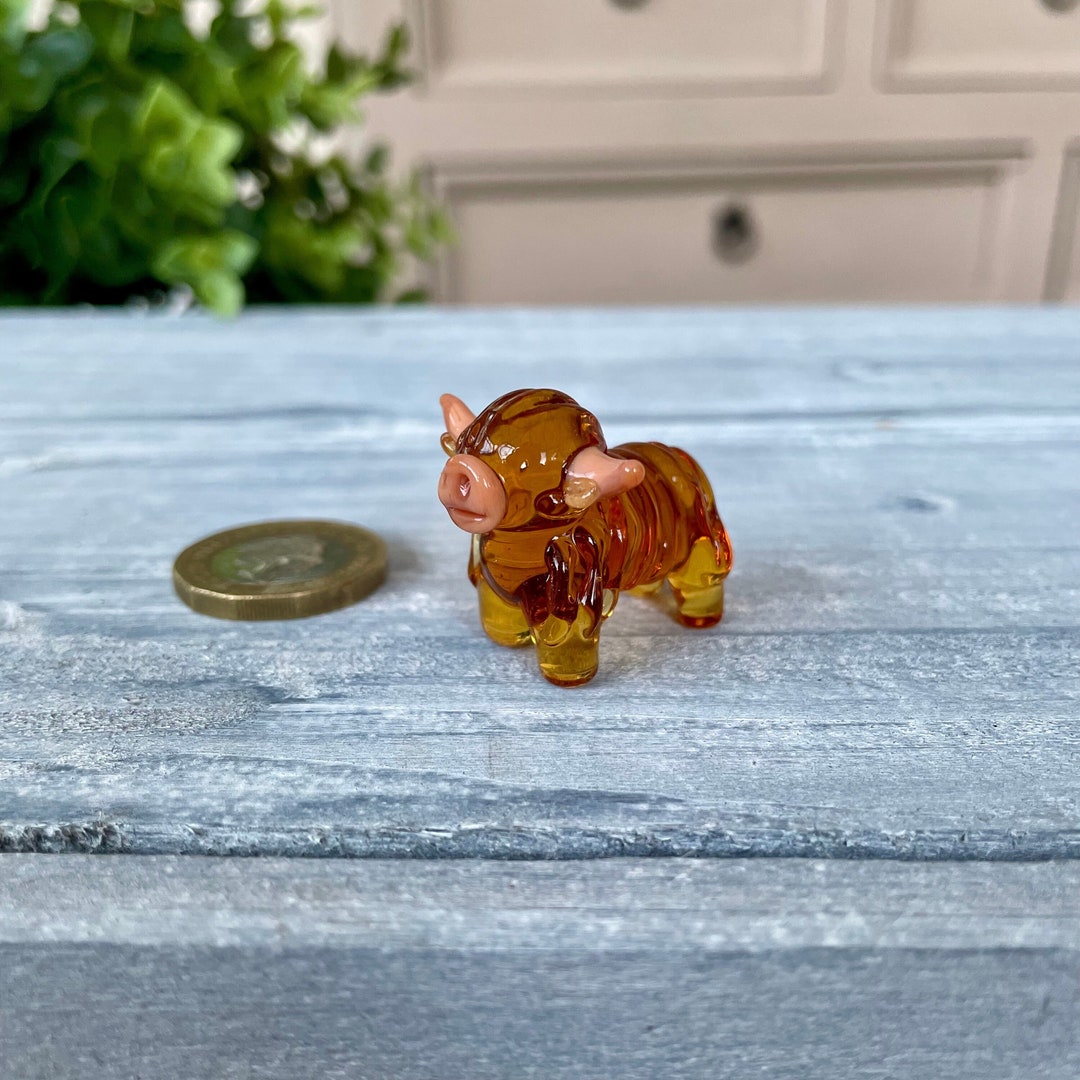Miniature Glass Highland Cow Figurine Collectable Ornament - Etsy
