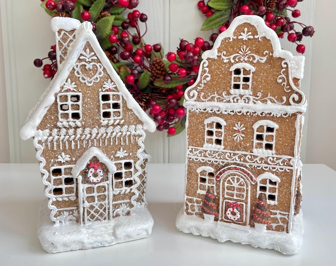LED Light up Ceramic Gingerbread House Christmas Ornaments - Etsy