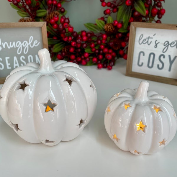 White Ceramic Pumpkin - Etsy