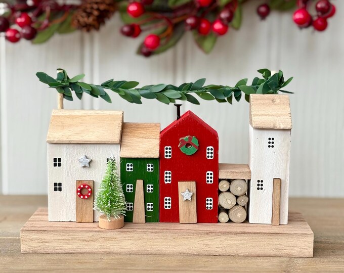 Wooden Christmas Village Houses