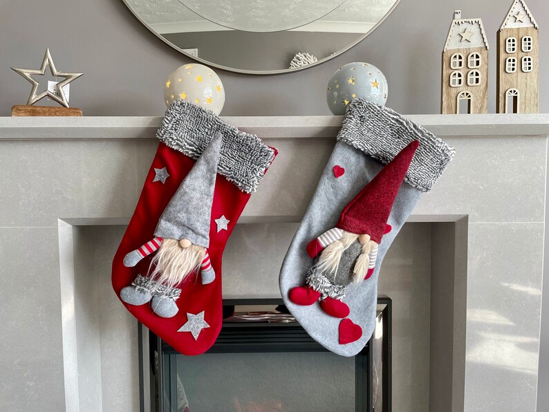 Girl and Boy Santa Gonk Christmas Stockings - Etsy UK