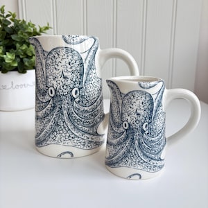 Blue Octopus Ceramic Decorative Jugs - Etsy