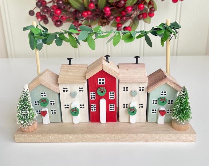 Wooden Christmas Street House Scene Ornament - Etsy