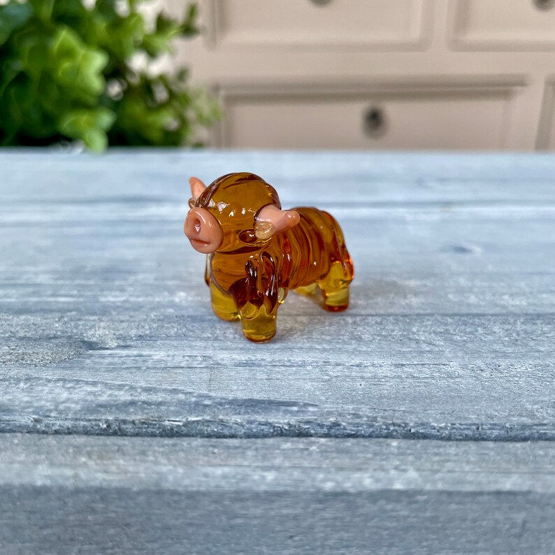 Miniature Glass Highland Cow Figurine Collectable Ornament - Etsy