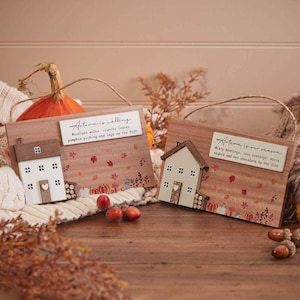 Autumn Cosy Season House Wall Plaques - Etsy