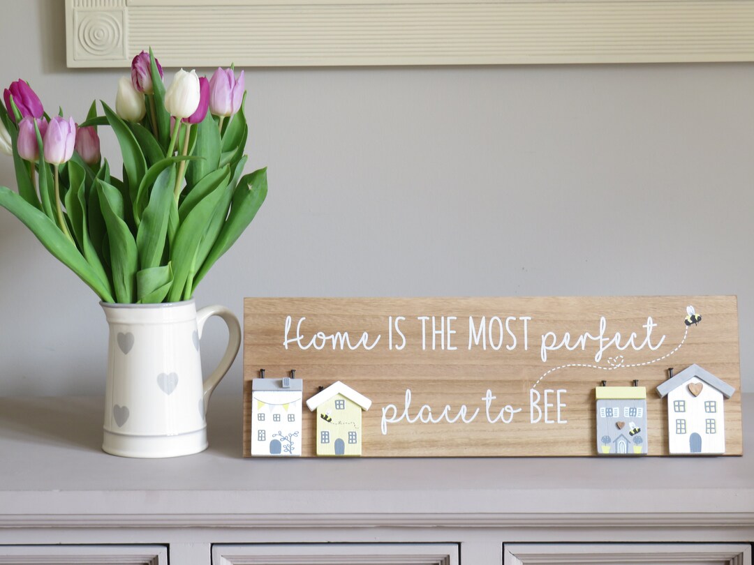 Large 3D Wooden Bee Home Sign Home is the Most Perfect Place - Etsy UK