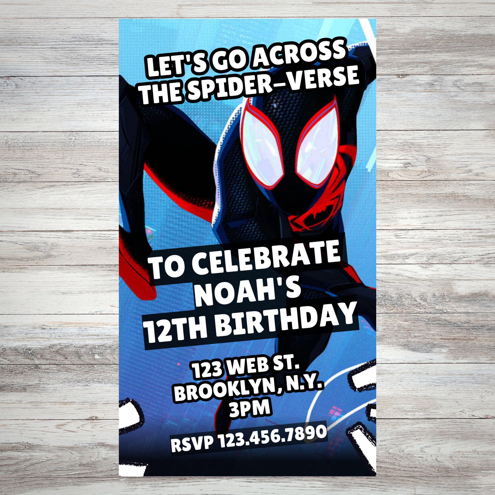 SPIDER-MAN Birthday Invitation, Across the Spider-verse Invitation, Boy ...