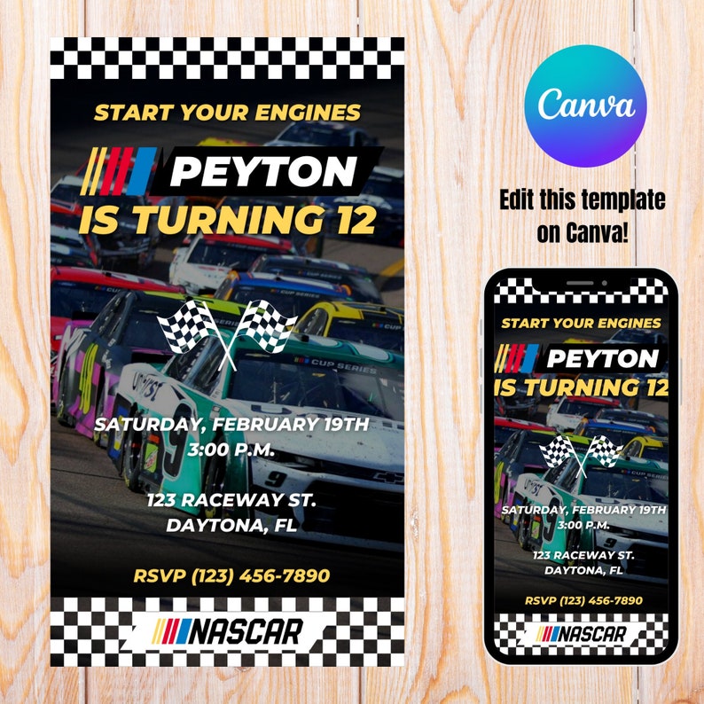 Nascar Birthday Invitation NASCAR Invitation Boy Birthday - Etsy